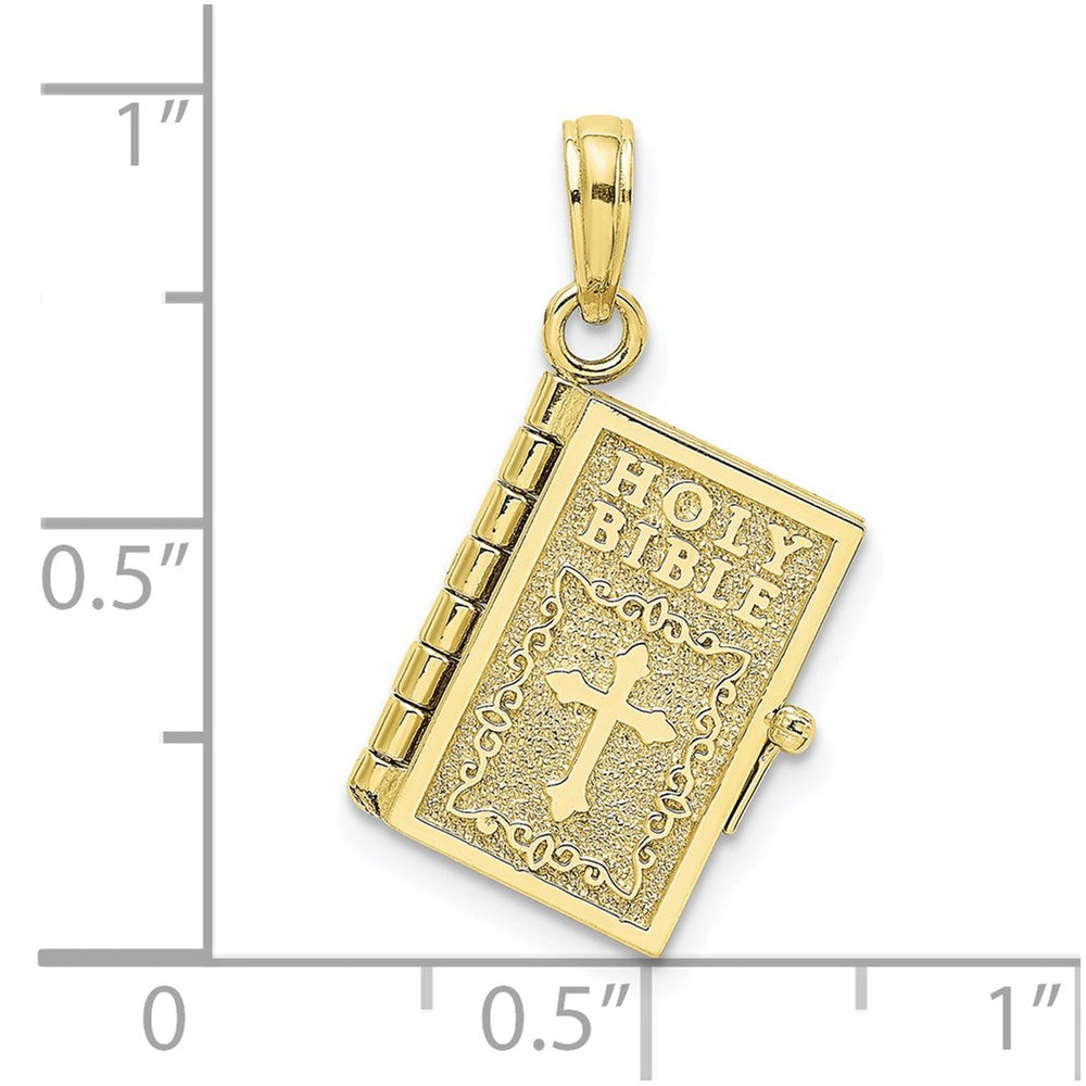 10k Yellow Gold 3-D Moveable Pages Holy Bible w/ Lords Prayer Charm ...