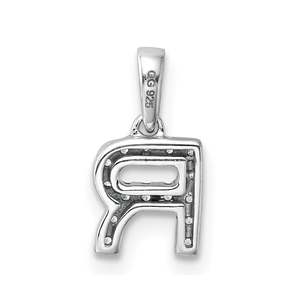 14k White Gold White Gold Diamond Letter R Initial with Bail Pendant ...