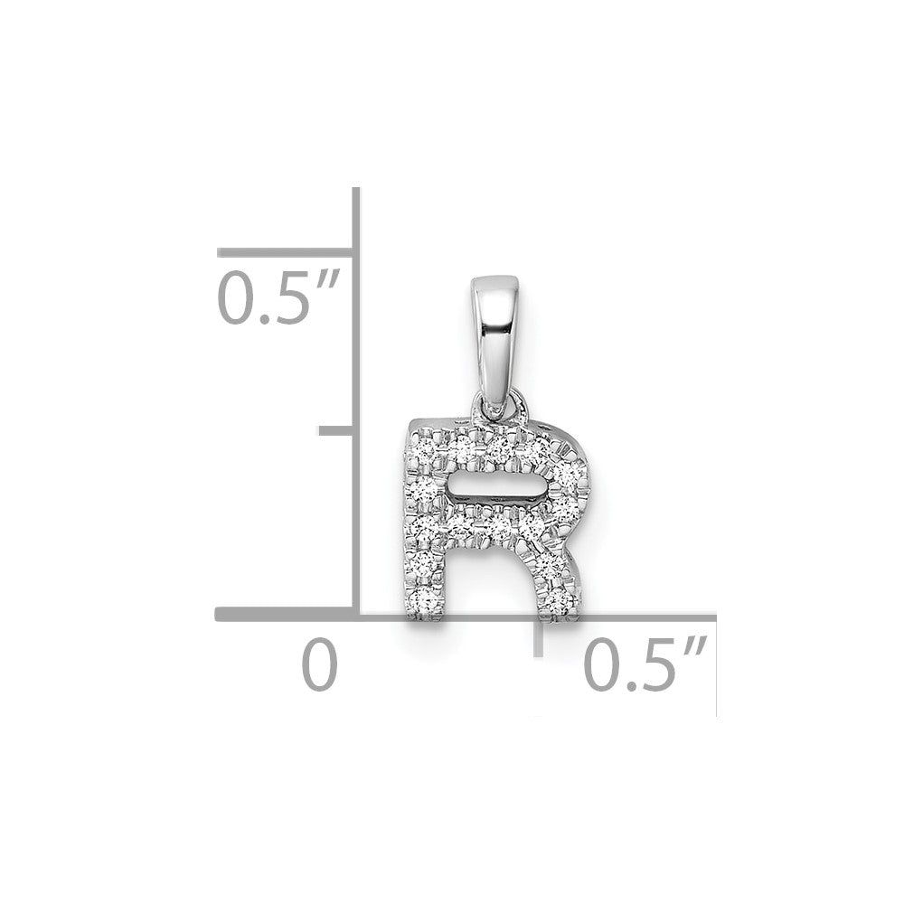 14k White Gold White Gold Diamond Letter R Initial with Bail Pendant ...