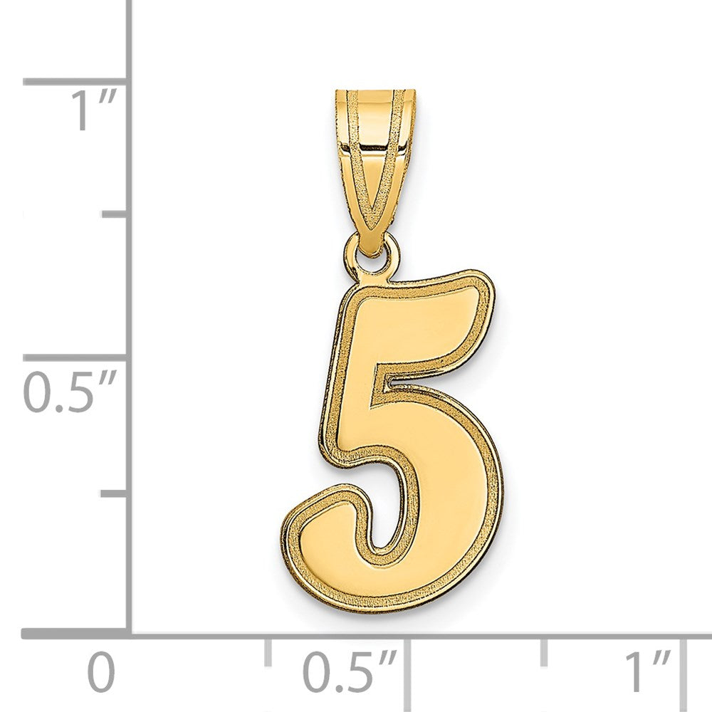 14k Brushed Border Script Number 5 Pendant – TreasureFineJeweler