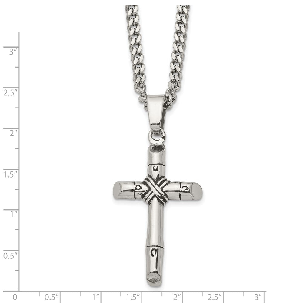 Chisel Stainless Steel Antiqued and Polished Reversible Cross Pendant ...