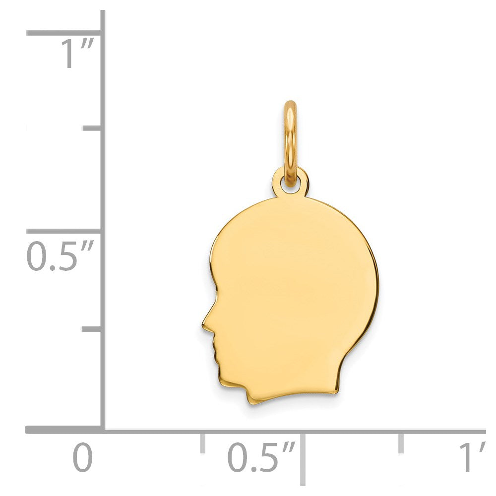 14k Yellow Gold Plain Small .018 Gauge Facing Left Engravable Boy Head ...