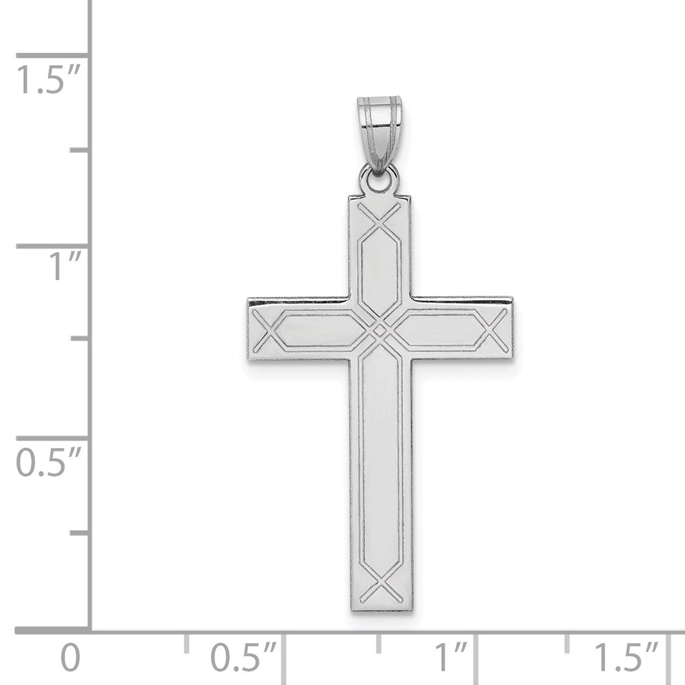 14k White Gold Solid Laser Etched Cross Pendant – TreasureFineJeweler
