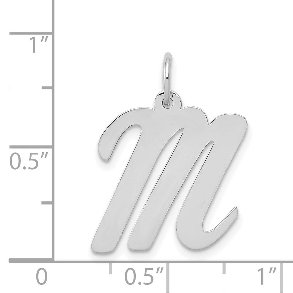 14k White Gold Large Script Letter M Initial Charm – TreasureFineJeweler